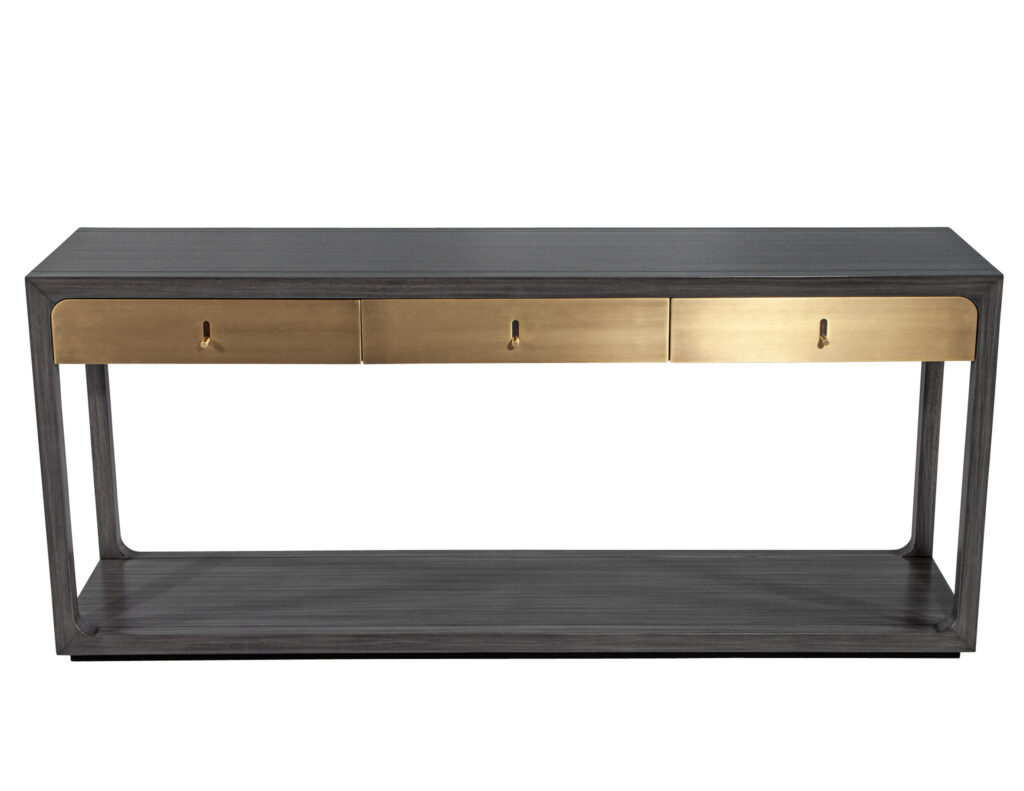 Modern Grey Console with Brass Drawers Fulton Console by Joseph Jeup ...