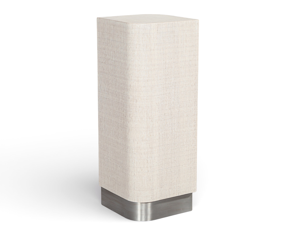 Unique Linen Wrapped Pedestal Stand with Metal Base - Carrocel Fine ...
