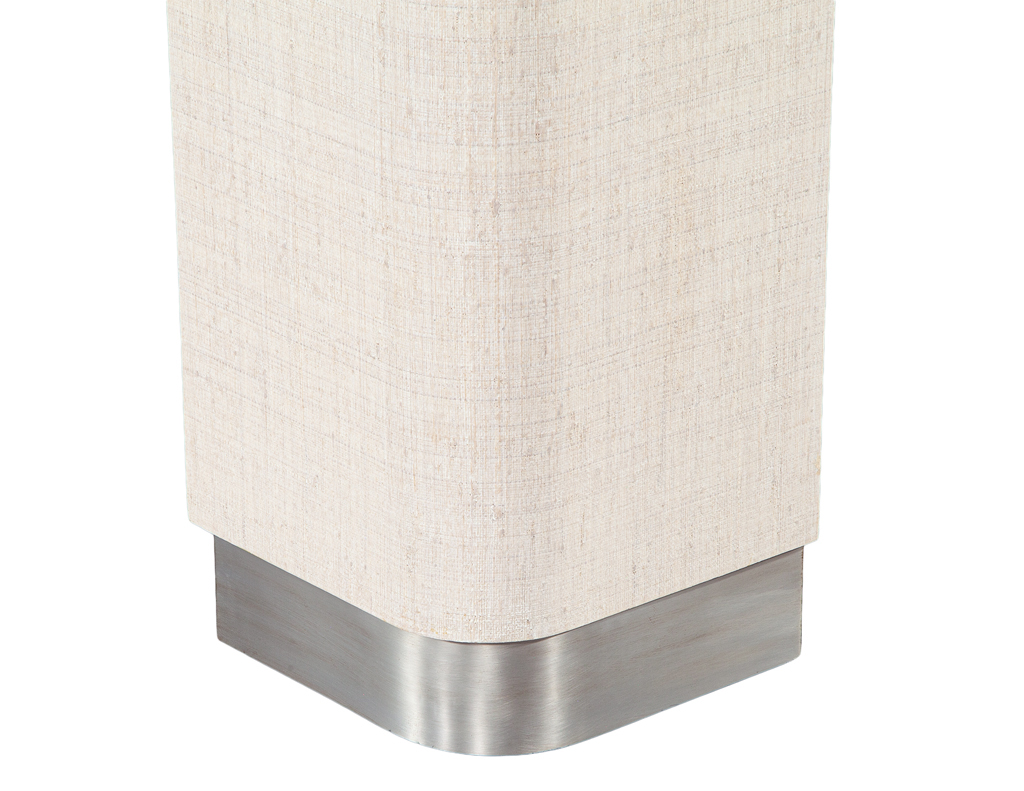 Unique Linen Wrapped Pedestal Stand with Metal Base - Carrocel Fine ...