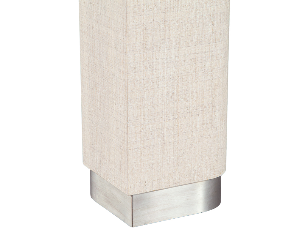 Unique Linen Wrapped Pedestal Stand with Metal Base - Carrocel Fine ...